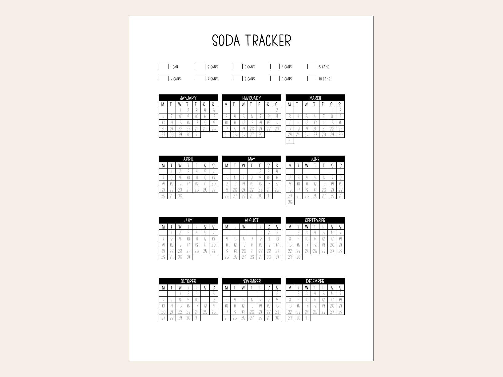 Printable Journal Page Soda Tracker Digital Download A4 Portrait, PDF ...