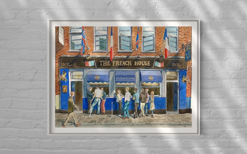 The French House Print Soho Artwork London Pub Wall Art Illustration ...