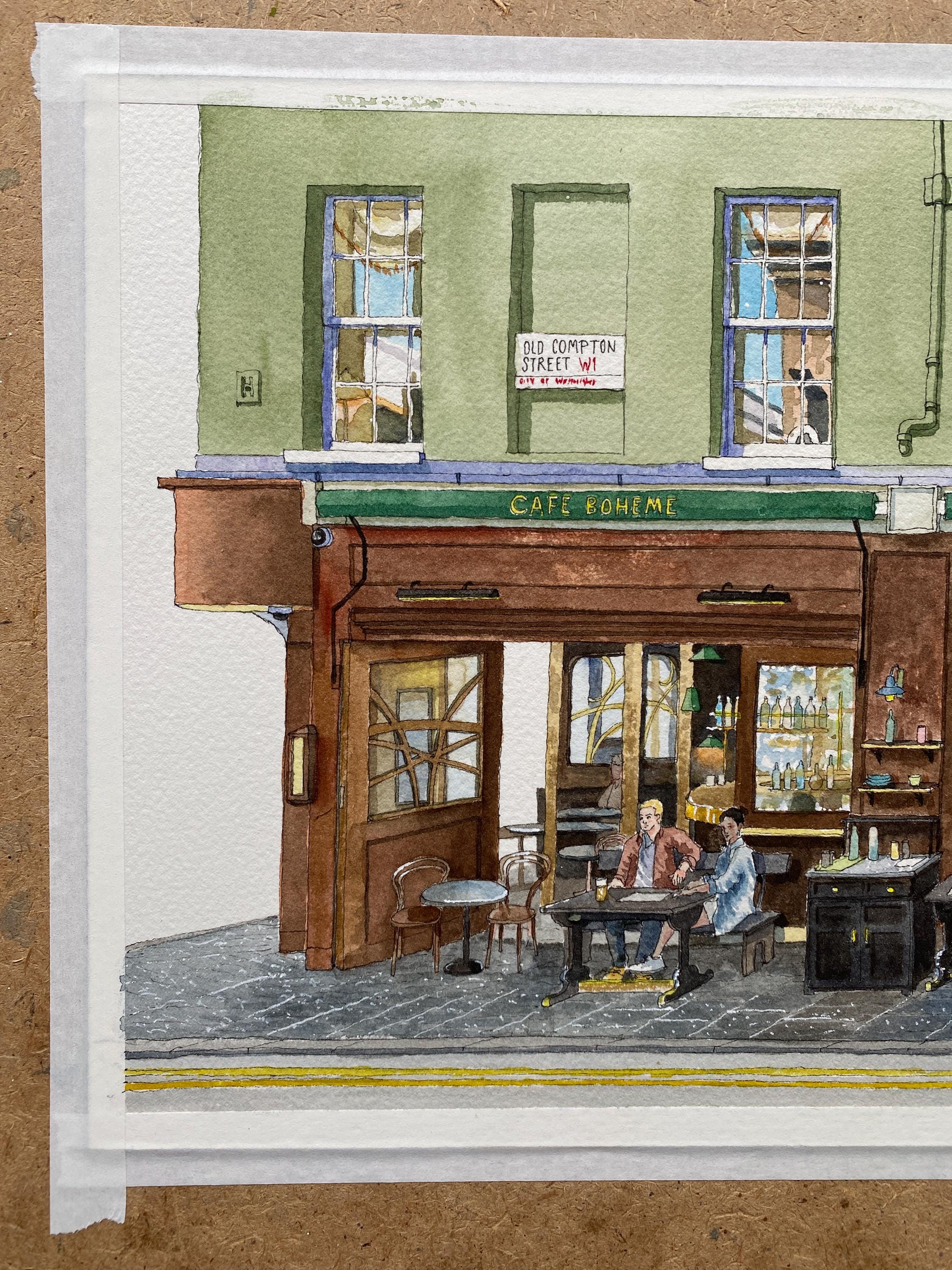 Cafe Boheme Painting Soho London Wall Art Soho Bar Portrait Gift Old ...