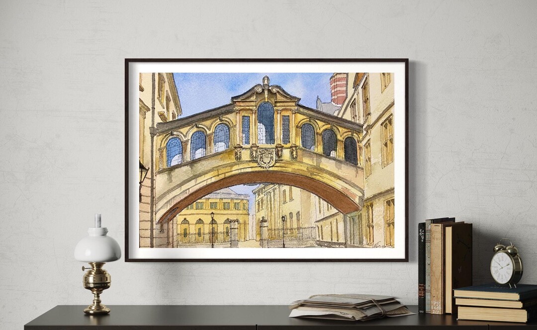 Bridge of Sighs Art Print Oxford Landmark Painting Hartford College ...