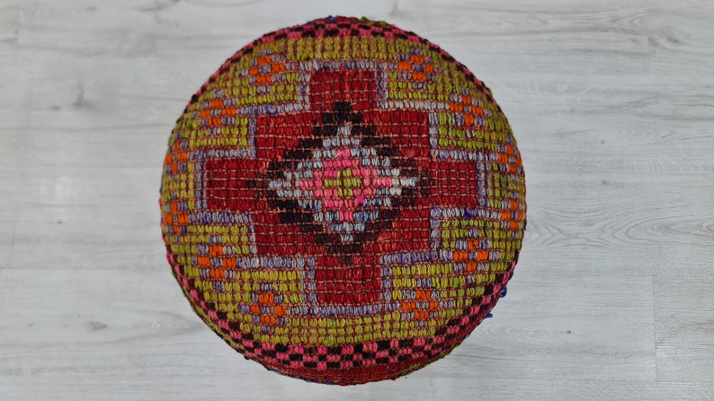 Turkish Pouf, Tribal Pouf, Kilim Pouf, Ottoman Pouf, Ethnic Pouf ...
