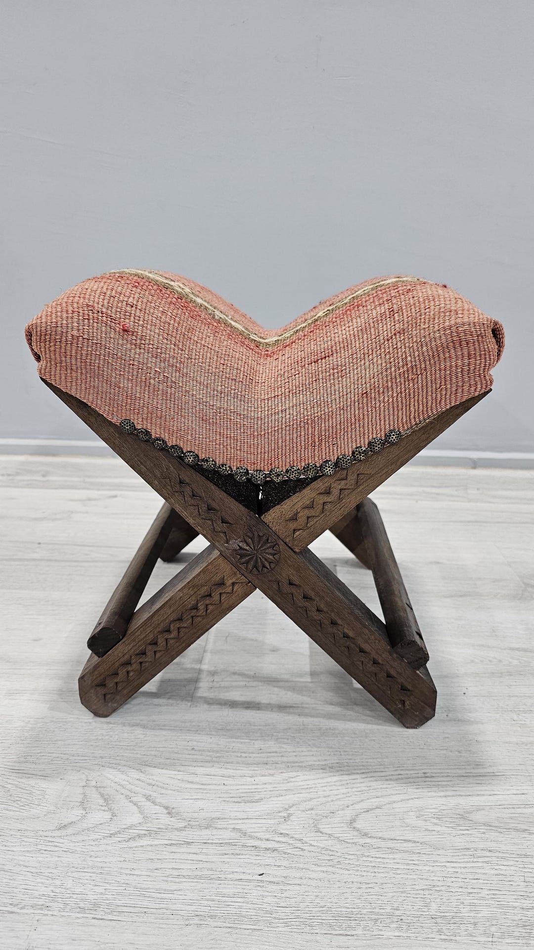 Pink Chair, Antique Stool, Small Chair, Turkish Stool, Stool, Kilim ...