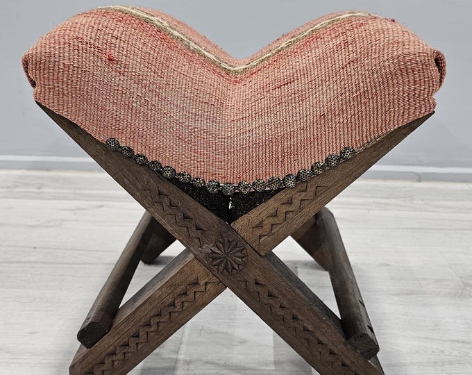 Pink Chair, Antique Stool, Small Chair, Turkish Stool, Stool, Kilim ...