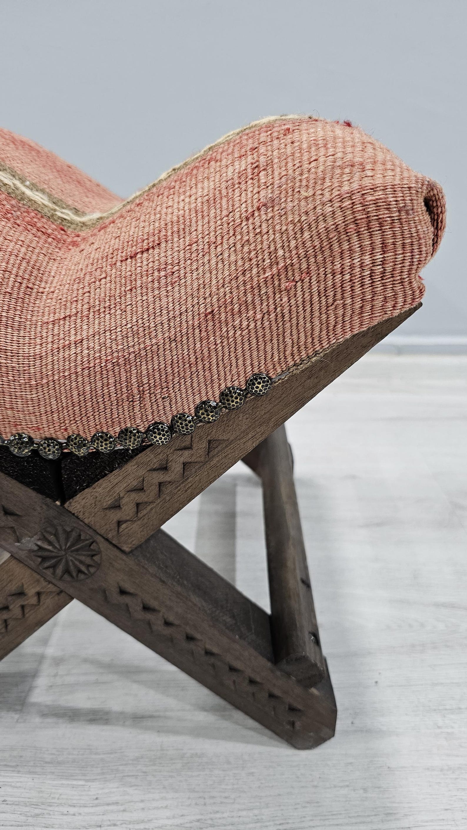 Pink Chair, Antique Stool, Small Chair, Turkish Stool, Stool, Kilim ...