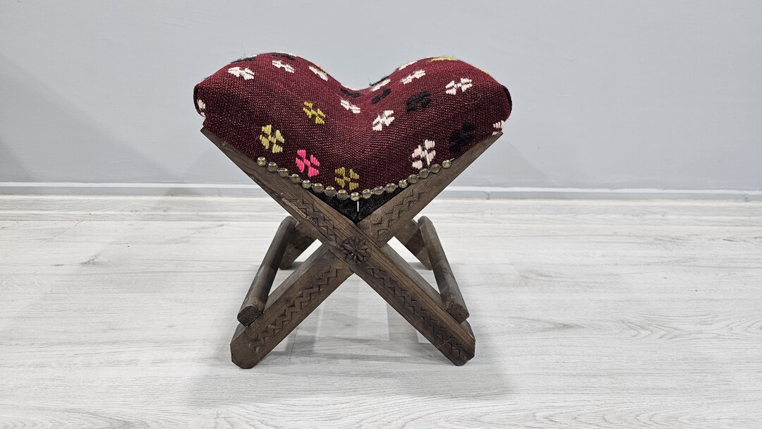 White Chair, Antique Stool, Vintage Stool, Turkish Stool, Stool, Kilim ...