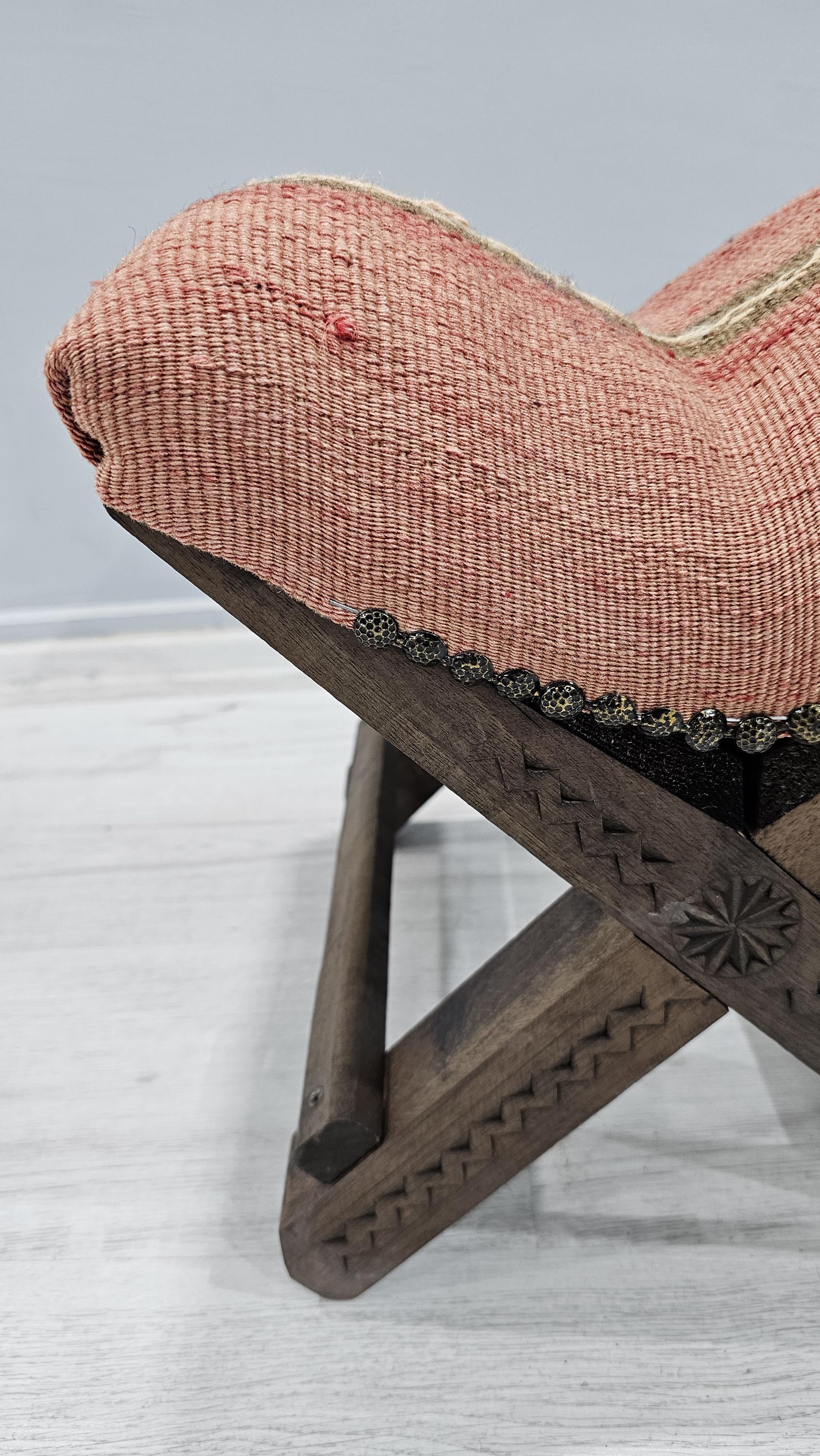 Pink Chair, Antique Stool, Small Chair, Turkish Stool, Stool, Kilim ...