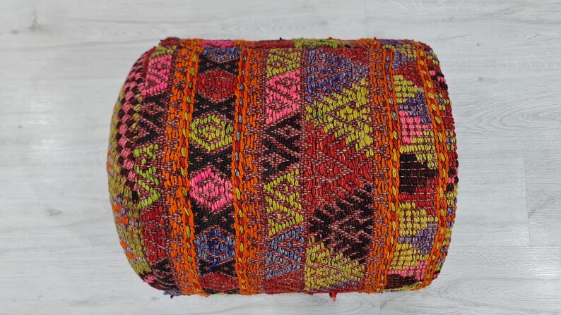 Turkish Pouf, Tribal Pouf, Kilim Pouf, Ottoman Pouf, Ethnic Pouf ...