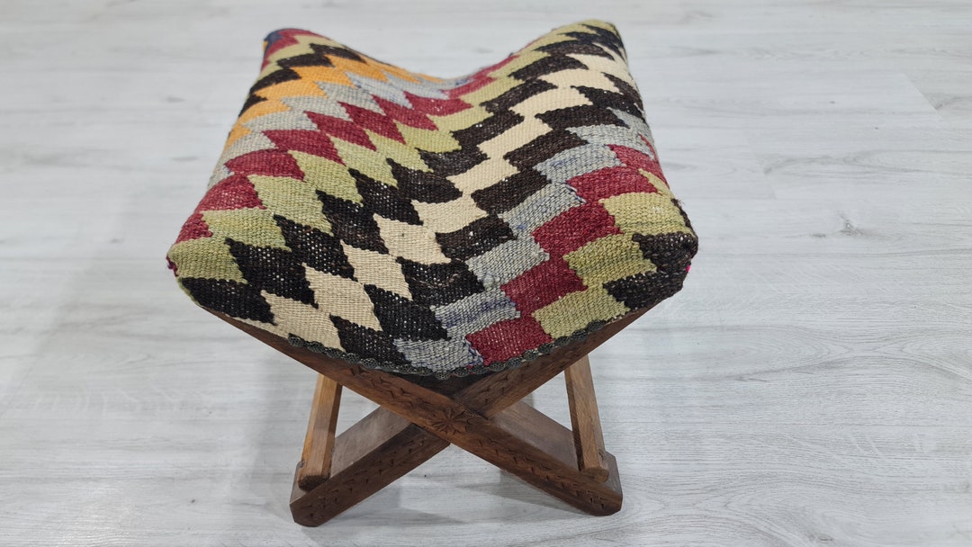 Wood Chair, Antique Chair, Rug Stool, Turkish Stool, Baho Stool, Kilim ...