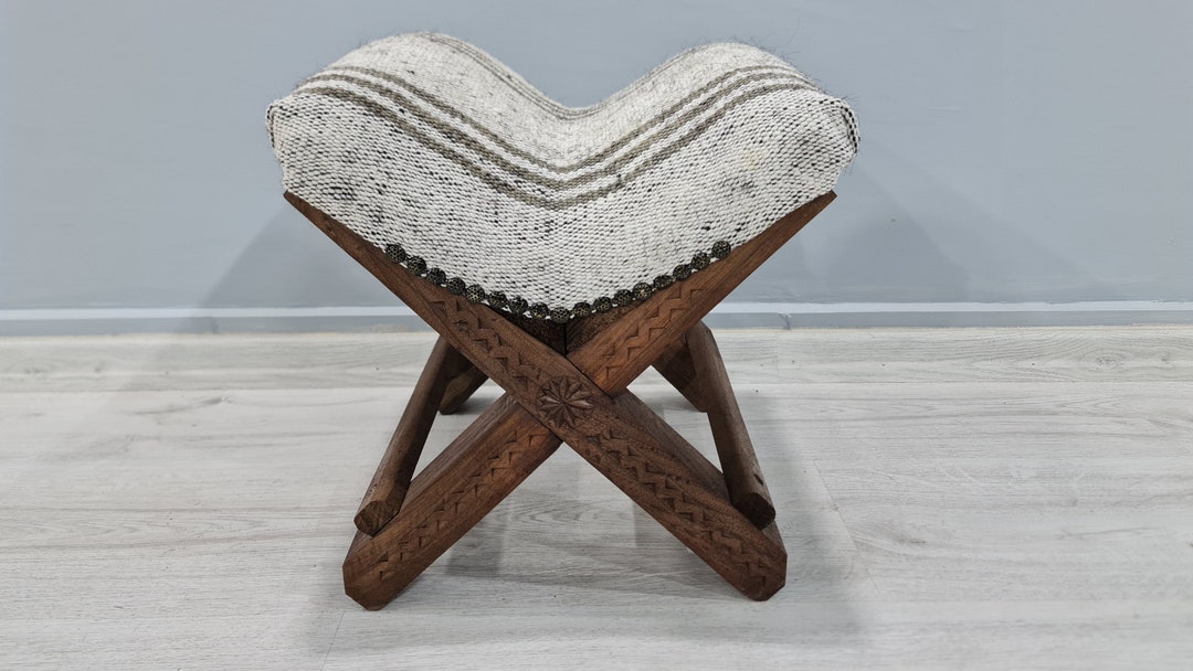 Ottoman Stool, Antique Stool, White Stool, Turkish Stool, Tribal Stool ...