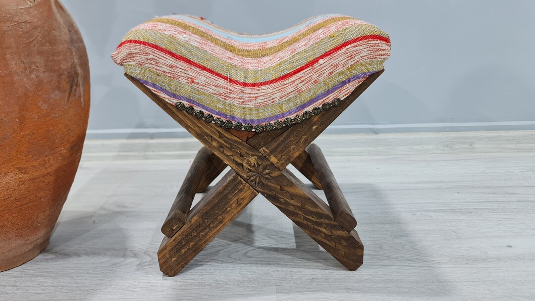 Rainbow Stool, Bohemian Stool, Kilim Stool, Ottoman Chair, Rug Chair ...