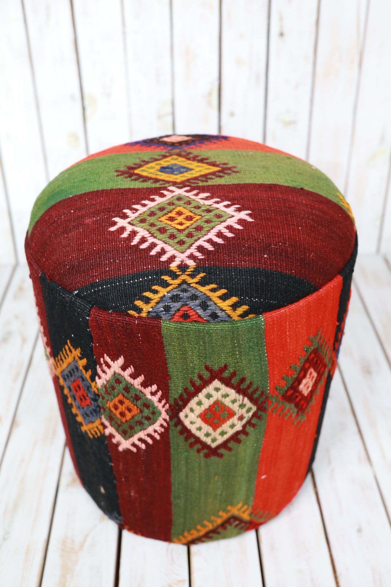 Turkish Kilim Pouf, Tribal Pouf, Kilim Pouf, Ottoman Pouf, Home Decor ...