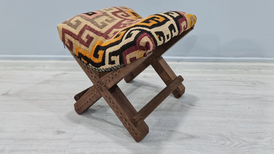 Vintage Stool, Tribal Stool, Kilim Stool, Ottoman Stool, Entrway Decor ...