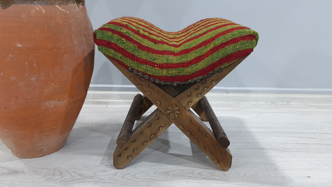Turkish Stool, Ottoman Stool, Kilim Seat, Ottoman Chair, Kilim Rug ...