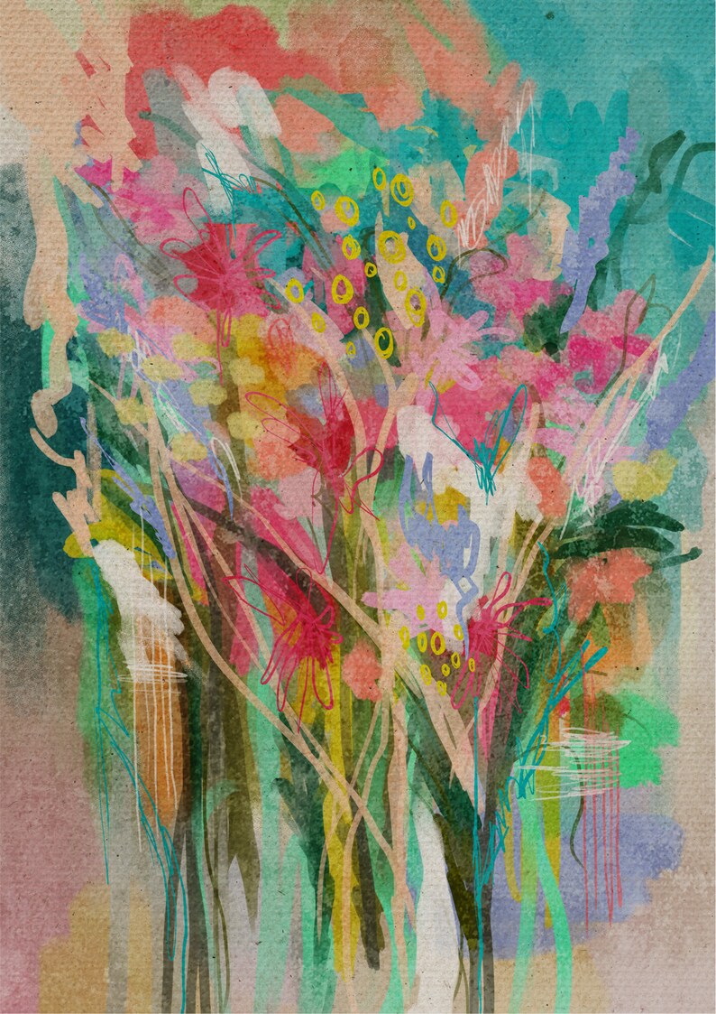Abstract Wildflowers, PRINTABLE WALL ART, Contemporary Abstract ...