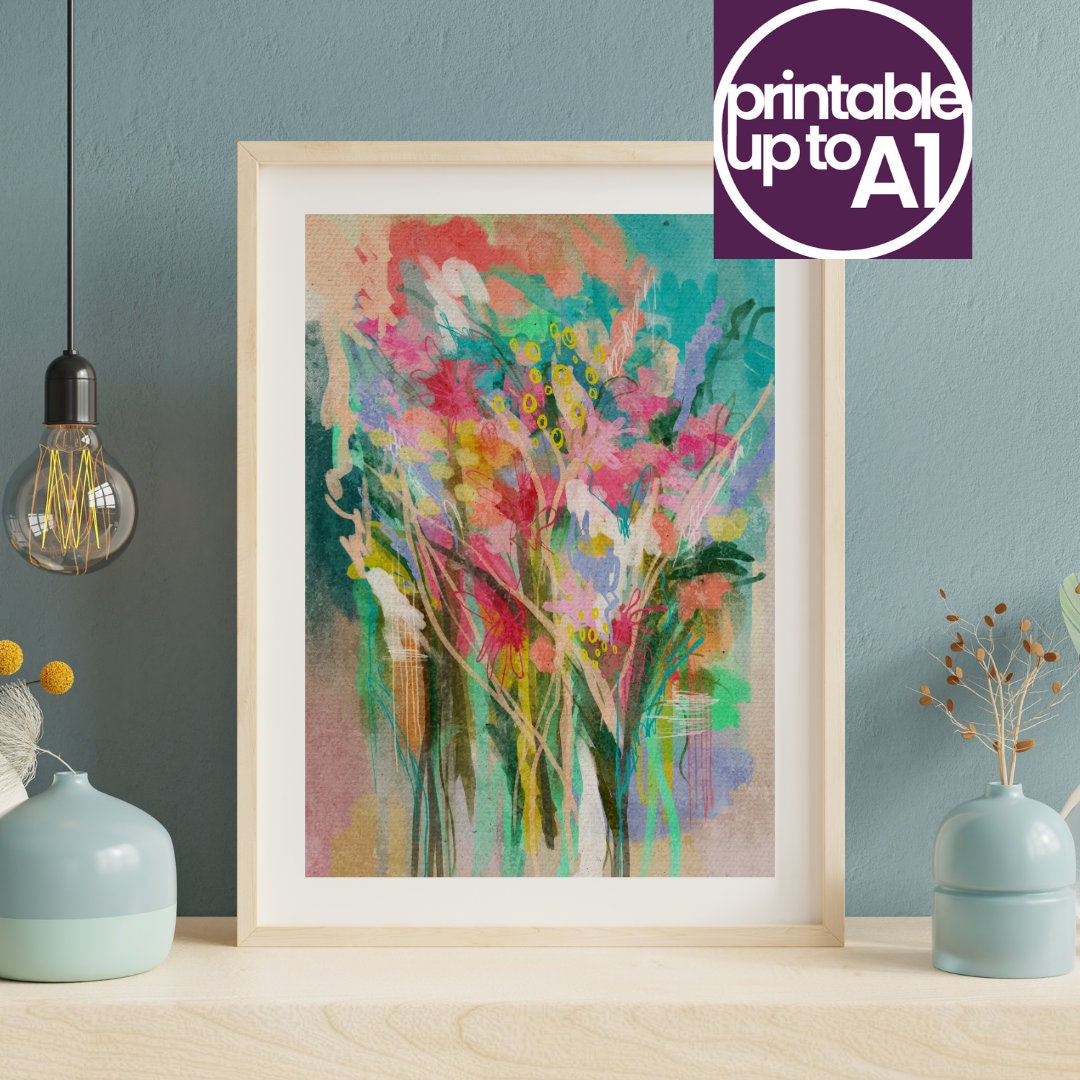 Abstract Wildflowers, PRINTABLE WALL ART, Contemporary Abstract ...