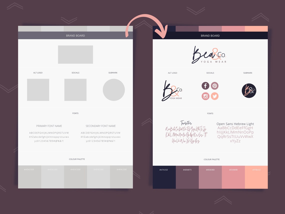 Mood Board Brand Board Templates Canva Templates Brand Style Board Logo ...