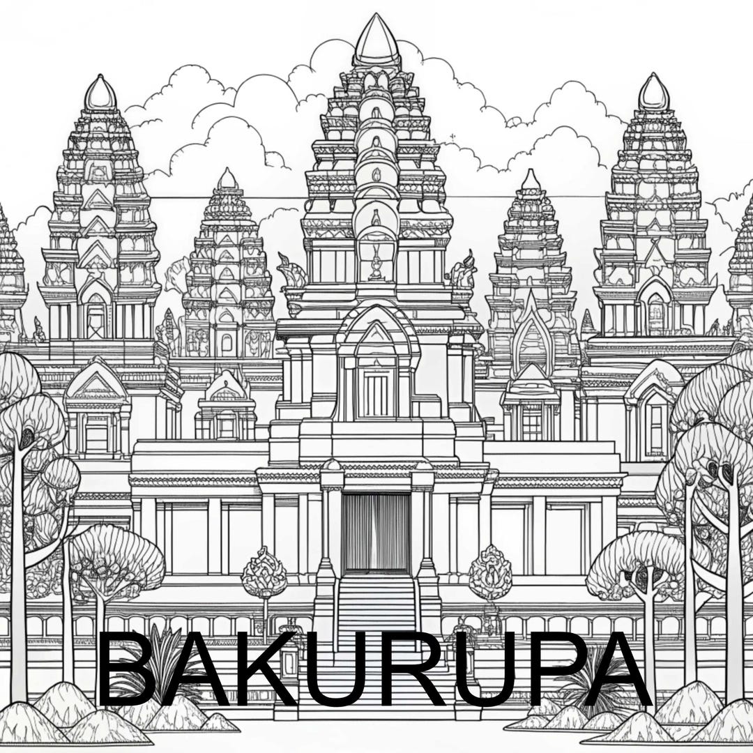 Angkor Watt Coloring Page - Etsy