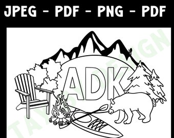 ADK Svg, Adirondack Svg, Adirondack Mountains Png, Upstate NY Svg ...