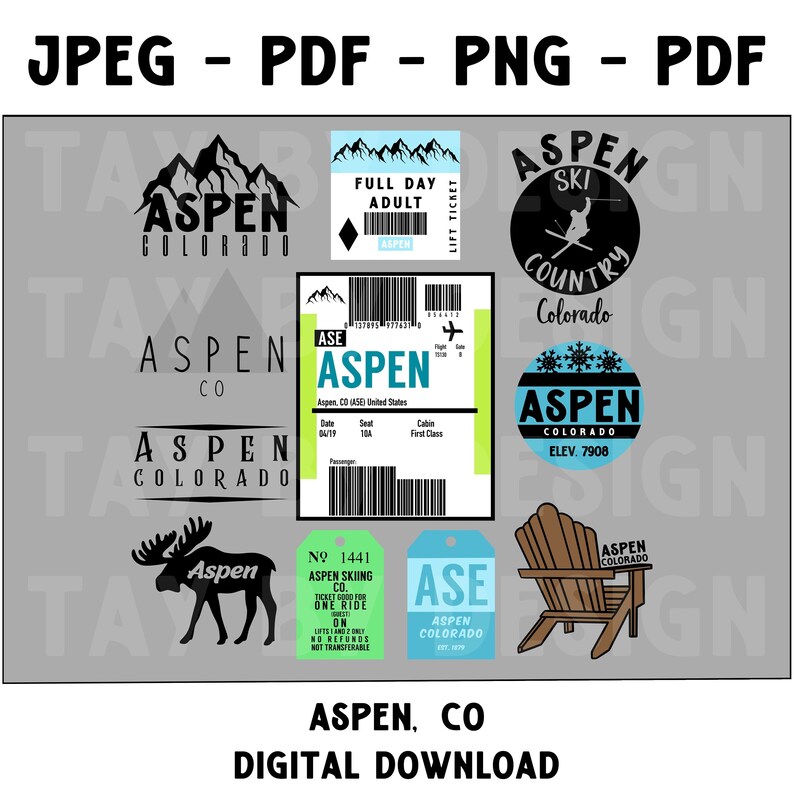 Aspen Colorado Ski SVG Digital Download Bundle - Etsy