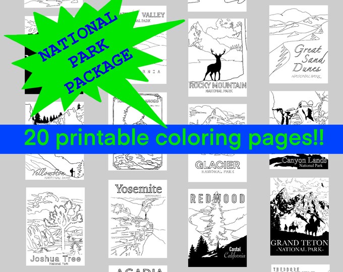 National Park PRINTABLE Coloring Pages - Etsy