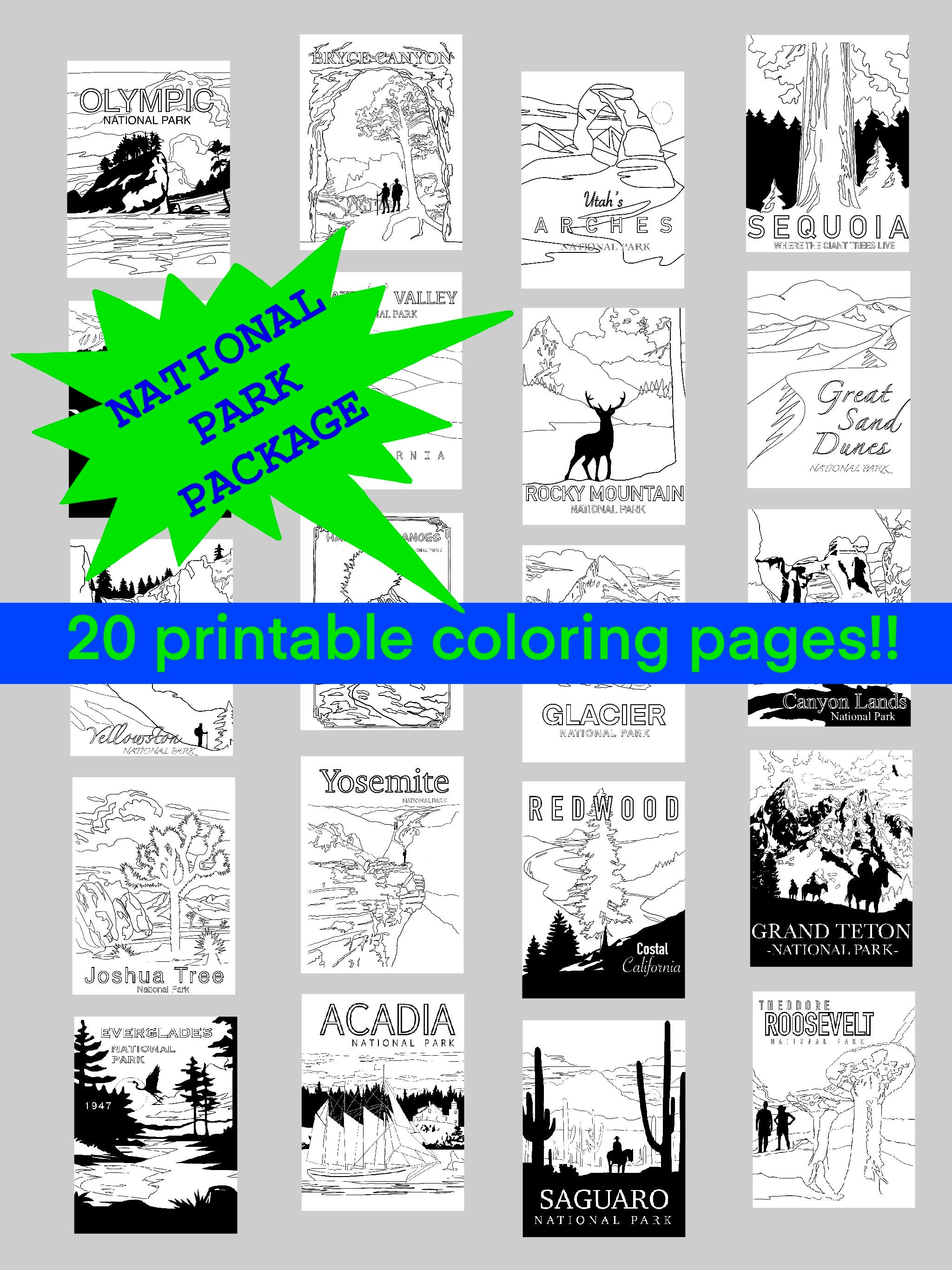 National Park (PRINTABLE) Coloring Pages - Etsy