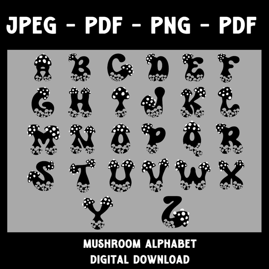 Mushroom Alphabet Font: SVG, PNG, EPS - Etsy