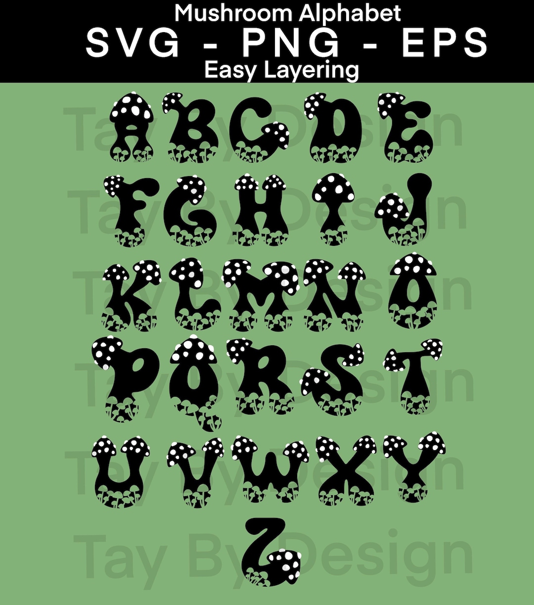 Mushroom Alphabet Font: SVG PNG EPS - Etsy