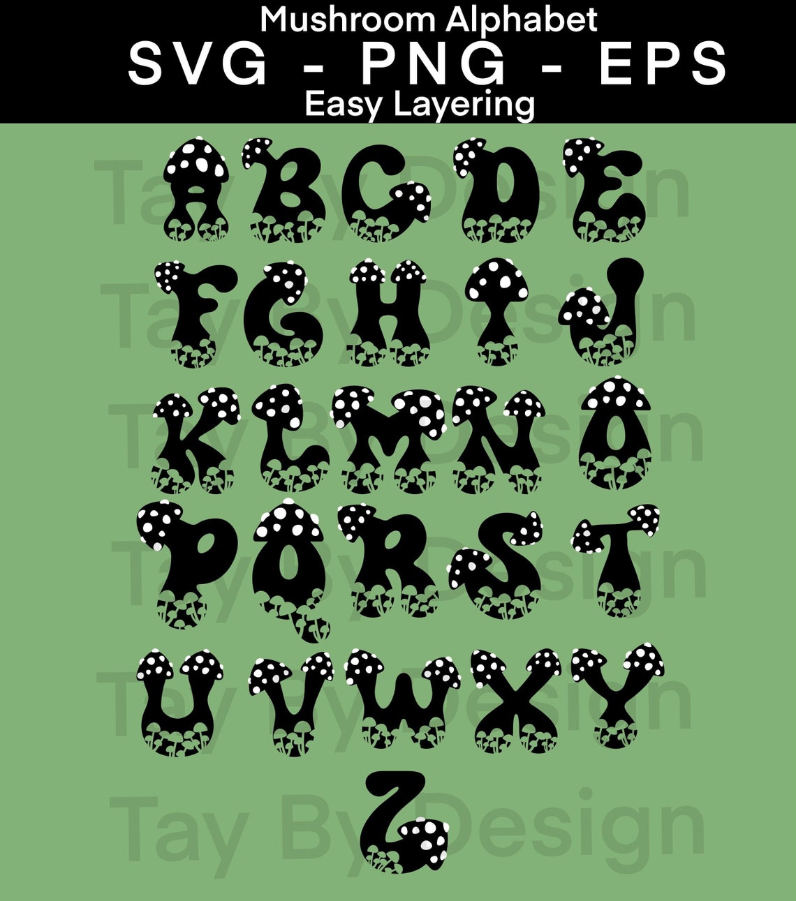 Mushroom Alphabet Font: SVG PNG EPS - Etsy