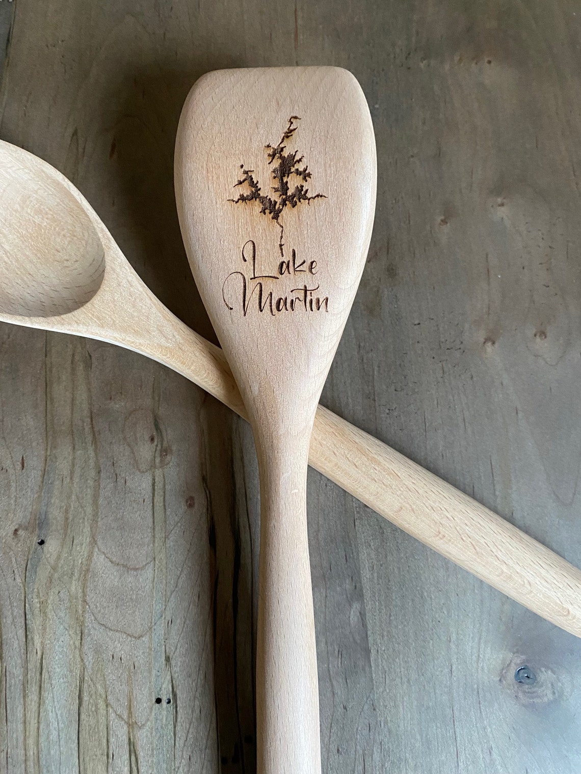 Custom Lake Map Engravedflatwooden Spoon/lake Martin Map Wooden Spoon ...