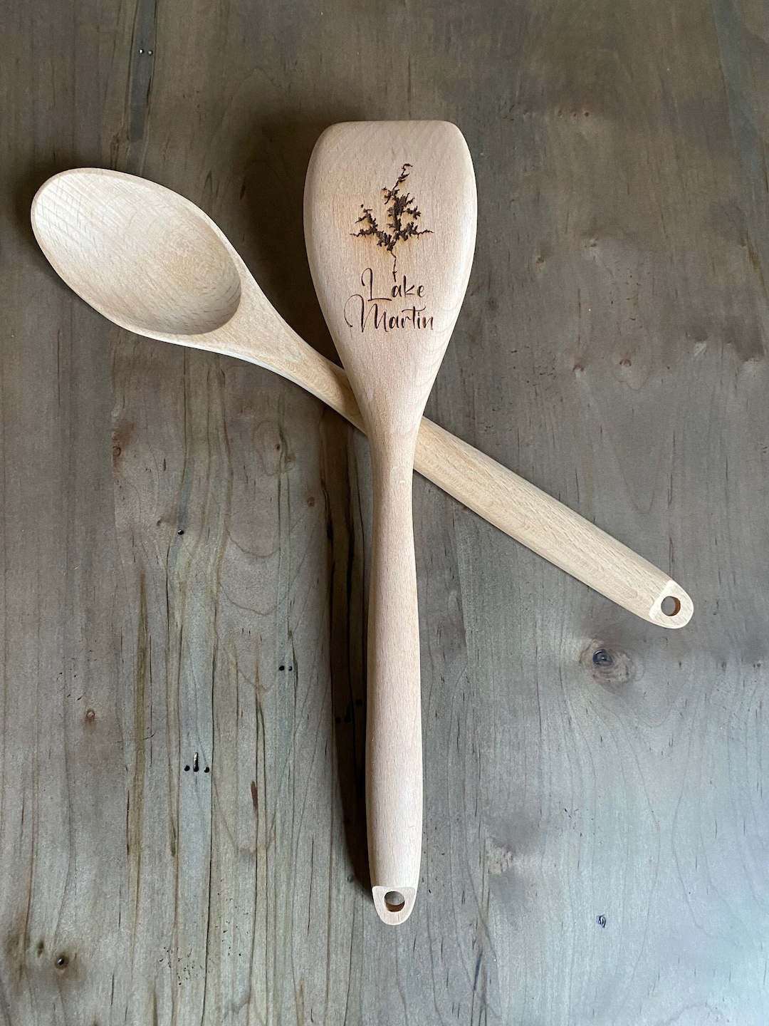 Custom Lake Map Engravedflatwooden Spoon/lake Martin Map Wooden Spoon ...