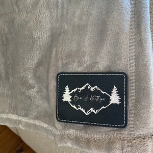 Custom Fleece Blanket With a Vegan Leather Personalized Mountain ...