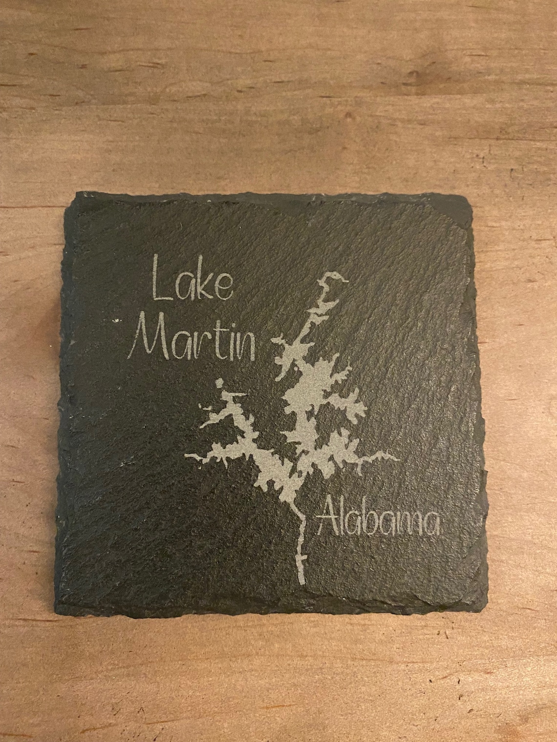 Personalized Custom Engraved Lake Black Slate Coaster Set of - Etsy