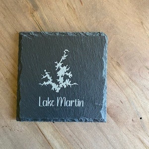 Personalized Custom Engraved Lake Black Slate Coaster Set of 2/set of 4 ...