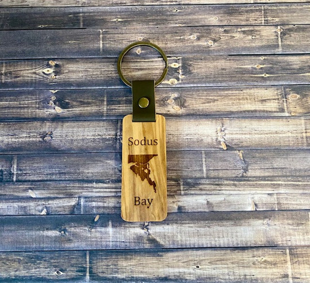 Custom Engrave Sodus Bay Map Keychain/lake House Map Keychain/lake Map ...