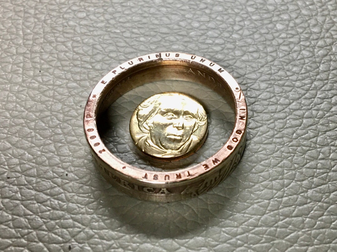US Dollar Coin Ring Gold Color W/writing on Rim - Etsy