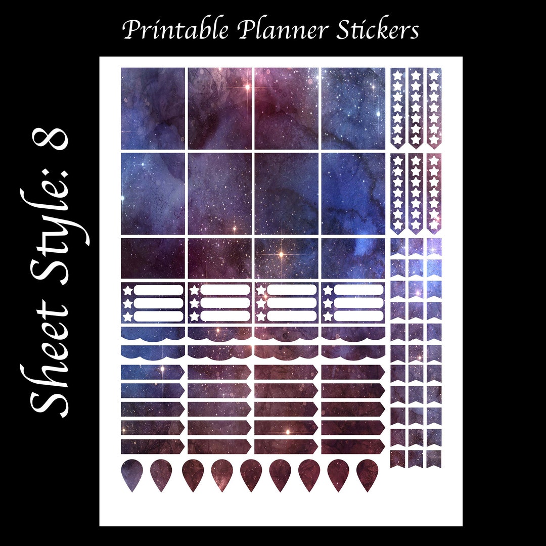 Galaxy Printable Planner Stickers - PNG and PDF File Formats - Instant ...