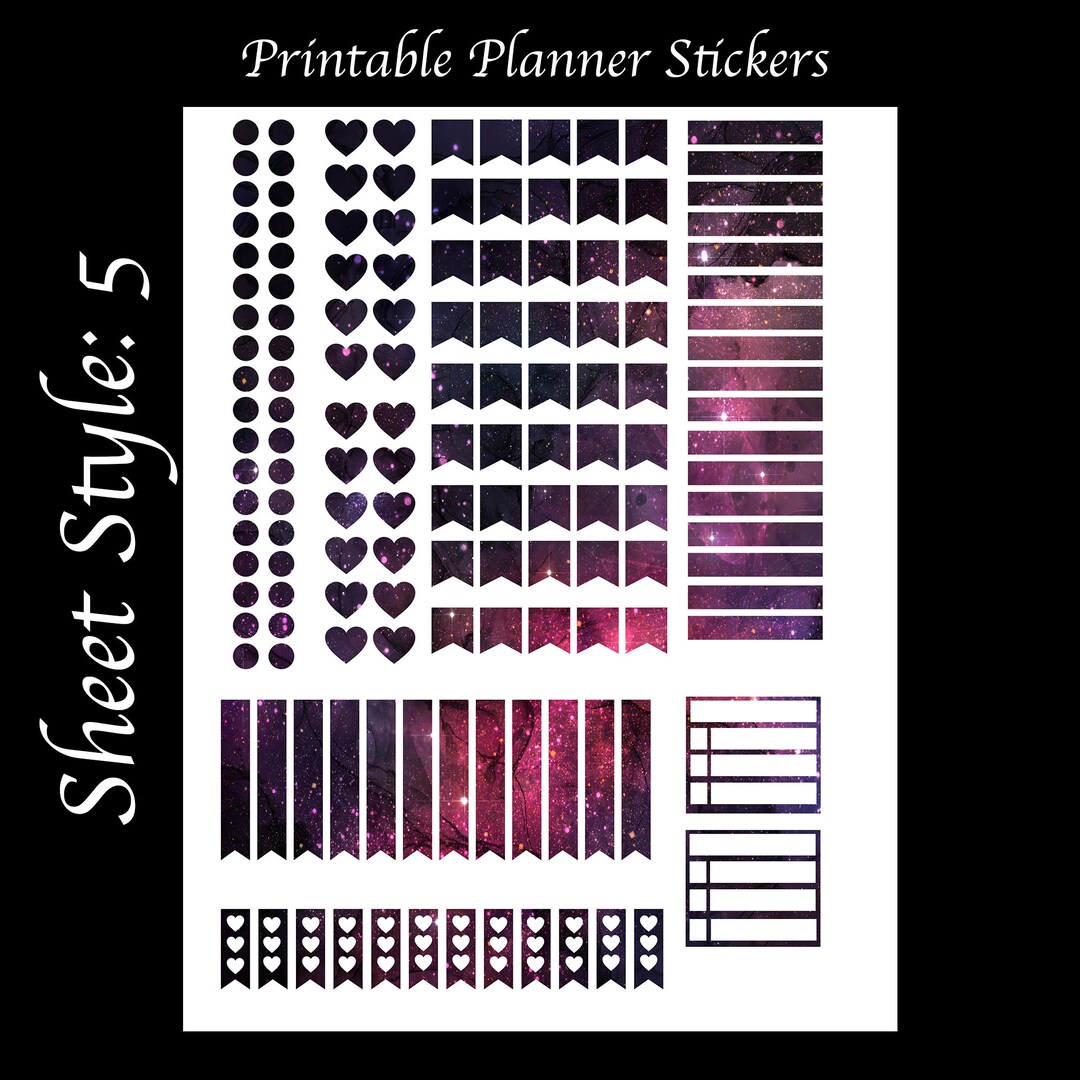 Galaxy Printable Planner Stickers PNG and PDF File Formats Instant ...