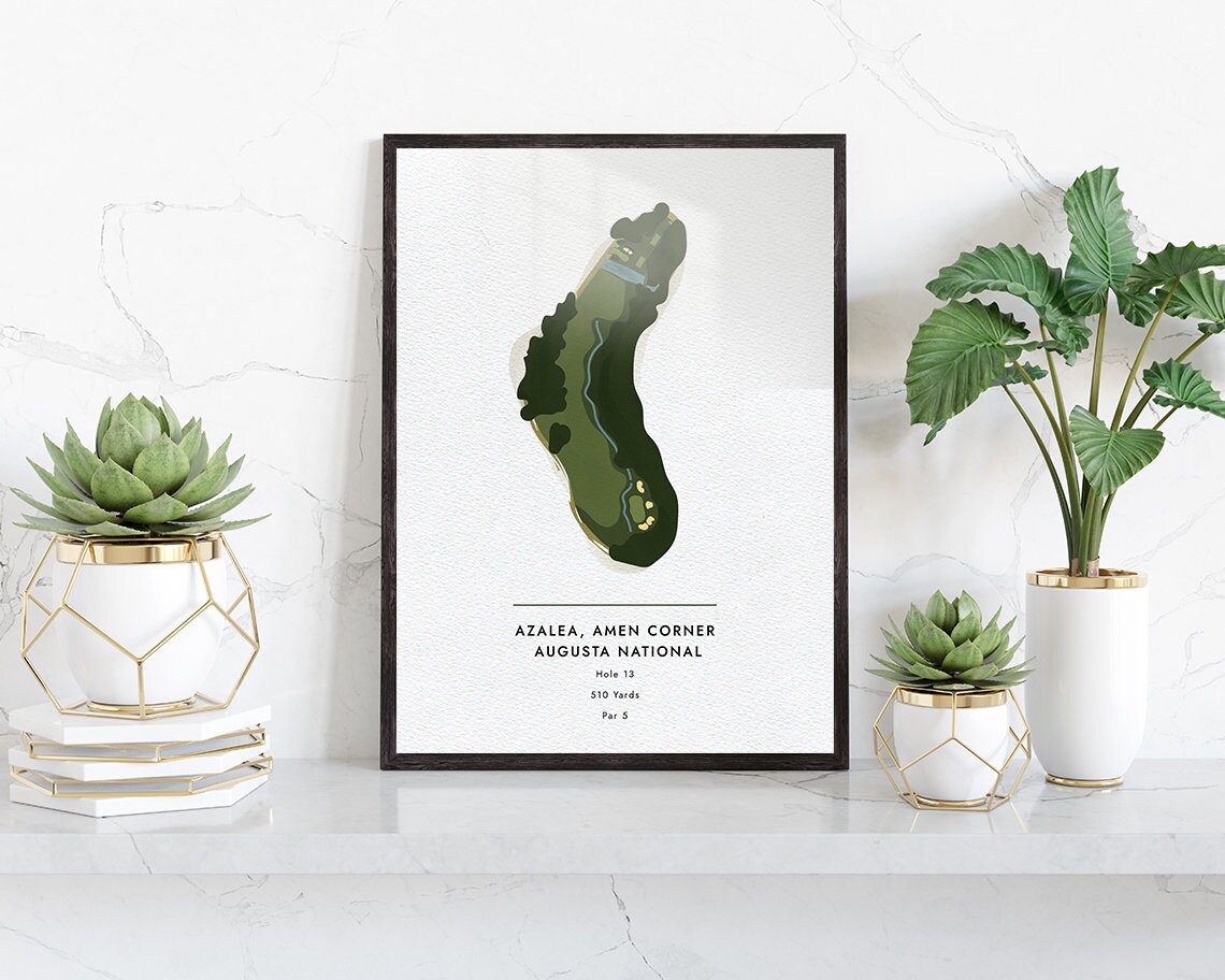 The Azalea Hole 13th Hole Golf Unframed Art Print, Augusta National ...