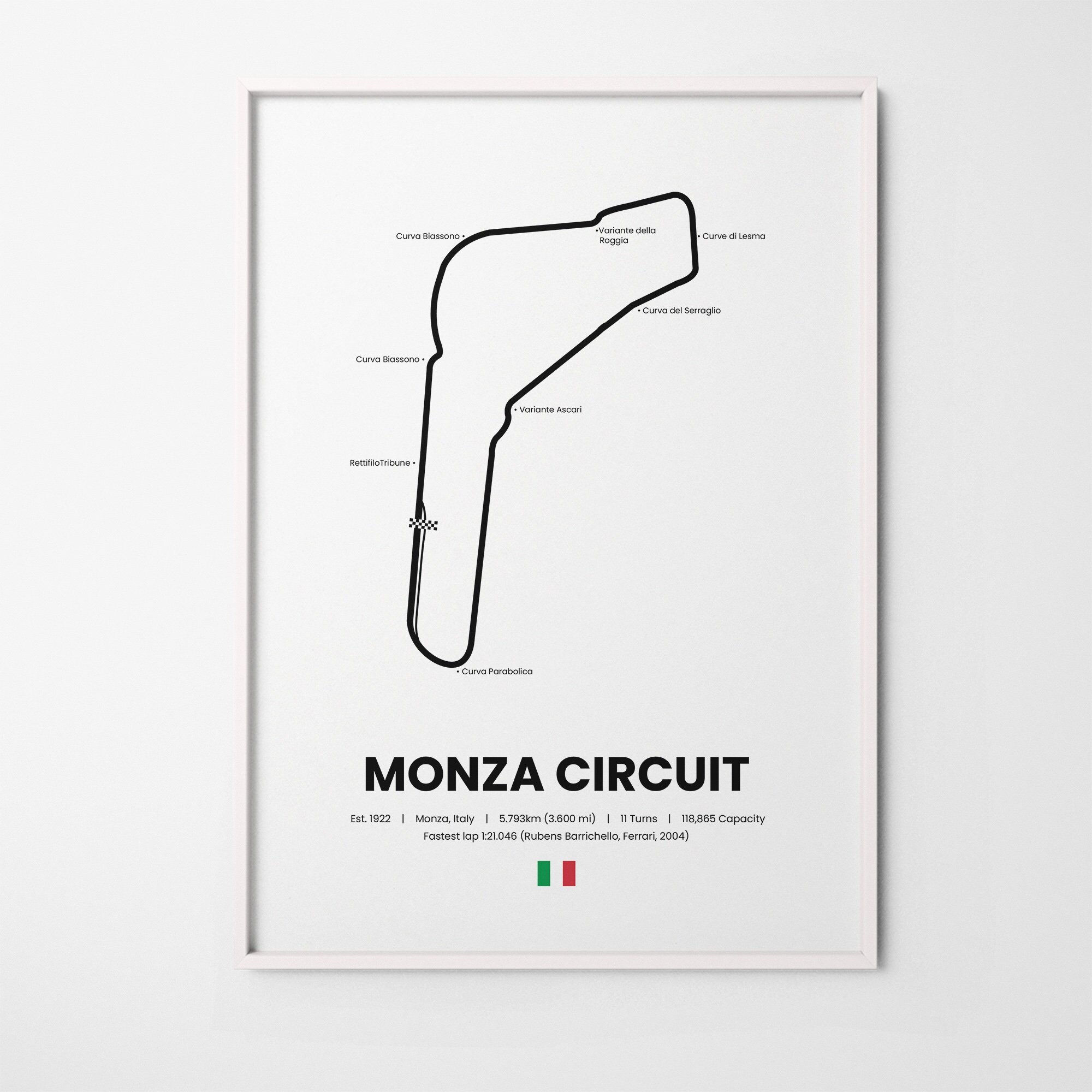 Italian Grand Prix Formula 1 Race Monza Circuit Track Map, Unframed ...