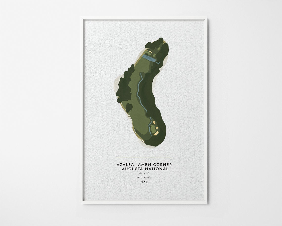 The Azalea Hole 13th Hole Golf Unframed Art Print, Augusta National ...