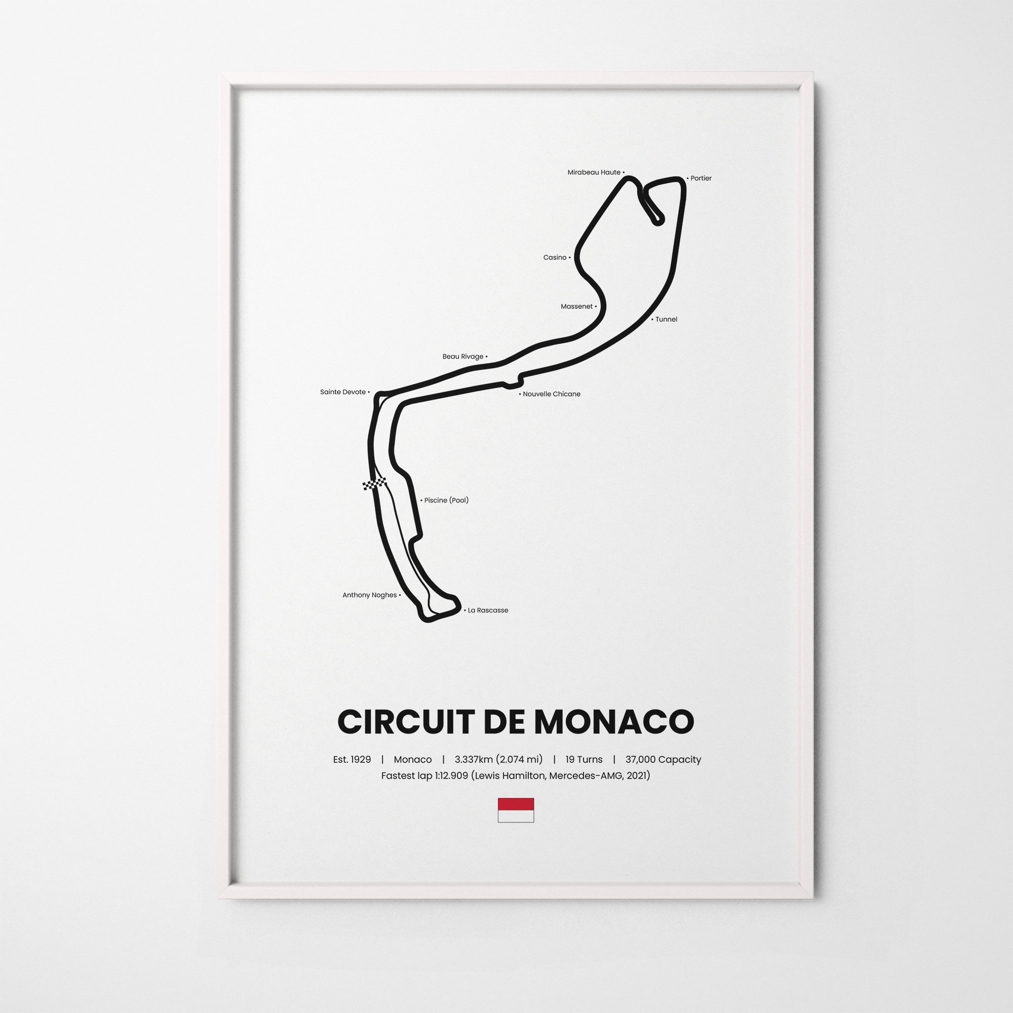 Monaco Grand Prix Formula 1 Racing Track Map Print, Formula 1 Wall Art ...