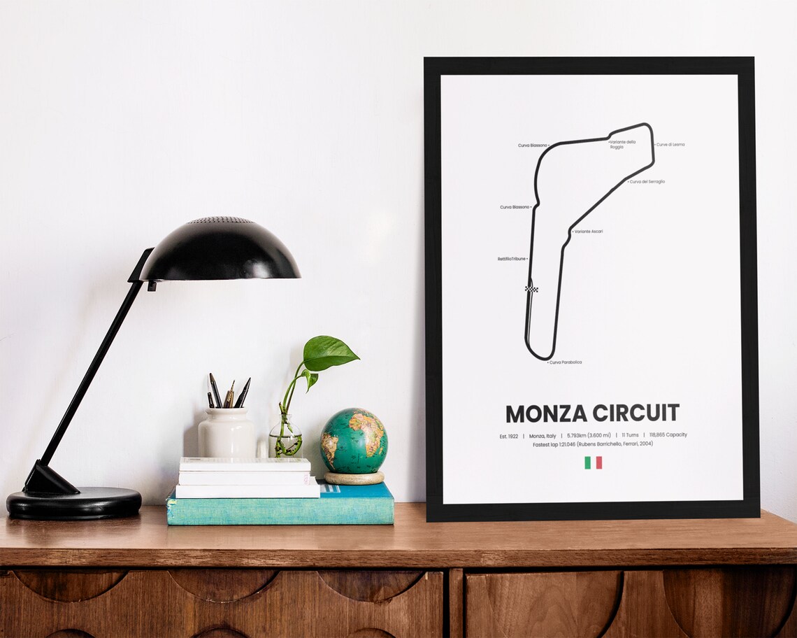 Italian Grand Prix Formula 1 Race Monza Circuit Track Map, Unframed ...
