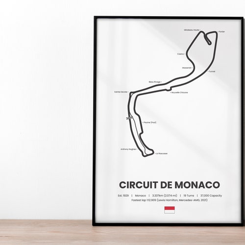 Monaco Grand Prix Formula 1 Racing Track Map Print Formula 1 - Etsy