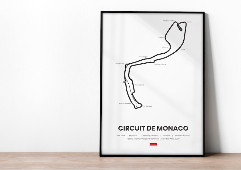 Monaco Grand Prix, Formula 1 Track Map Art Print - Etsy