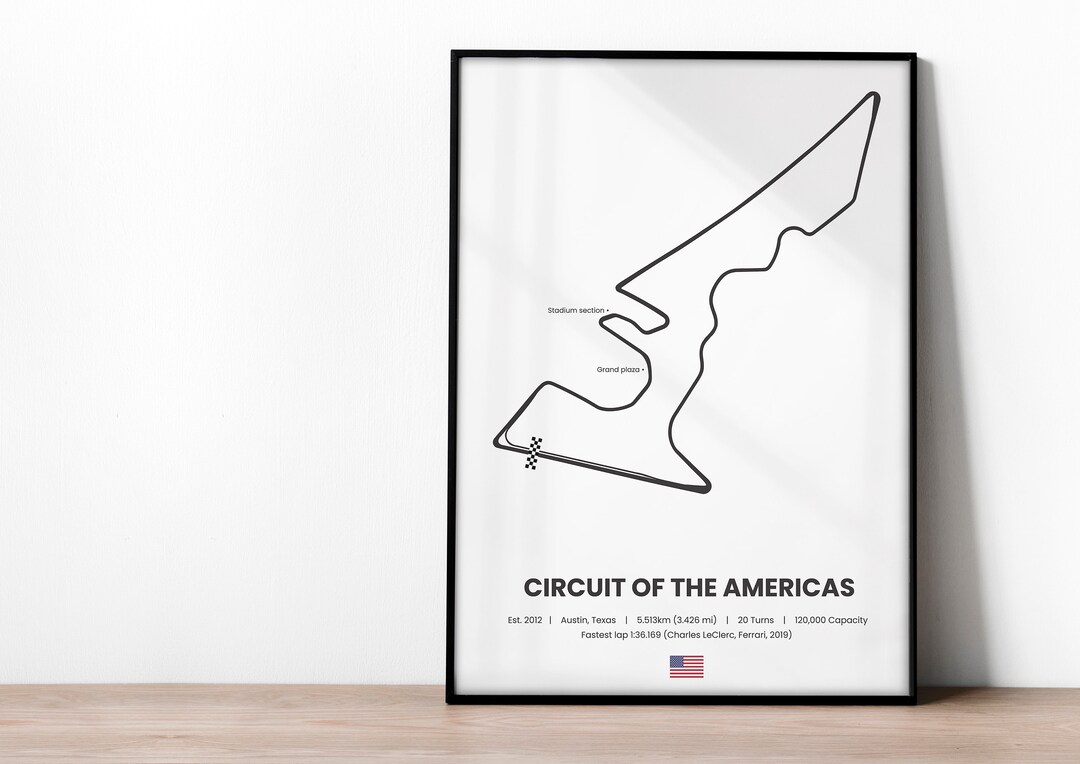United States Grand Prix Formula 1 Race Track Map Print, Formula 1 ...