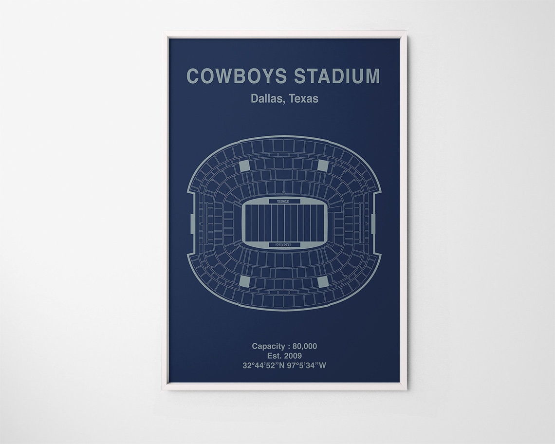 Dallas Cowboys Stadium Blueprint Art Print | NFL Gift - Etsy