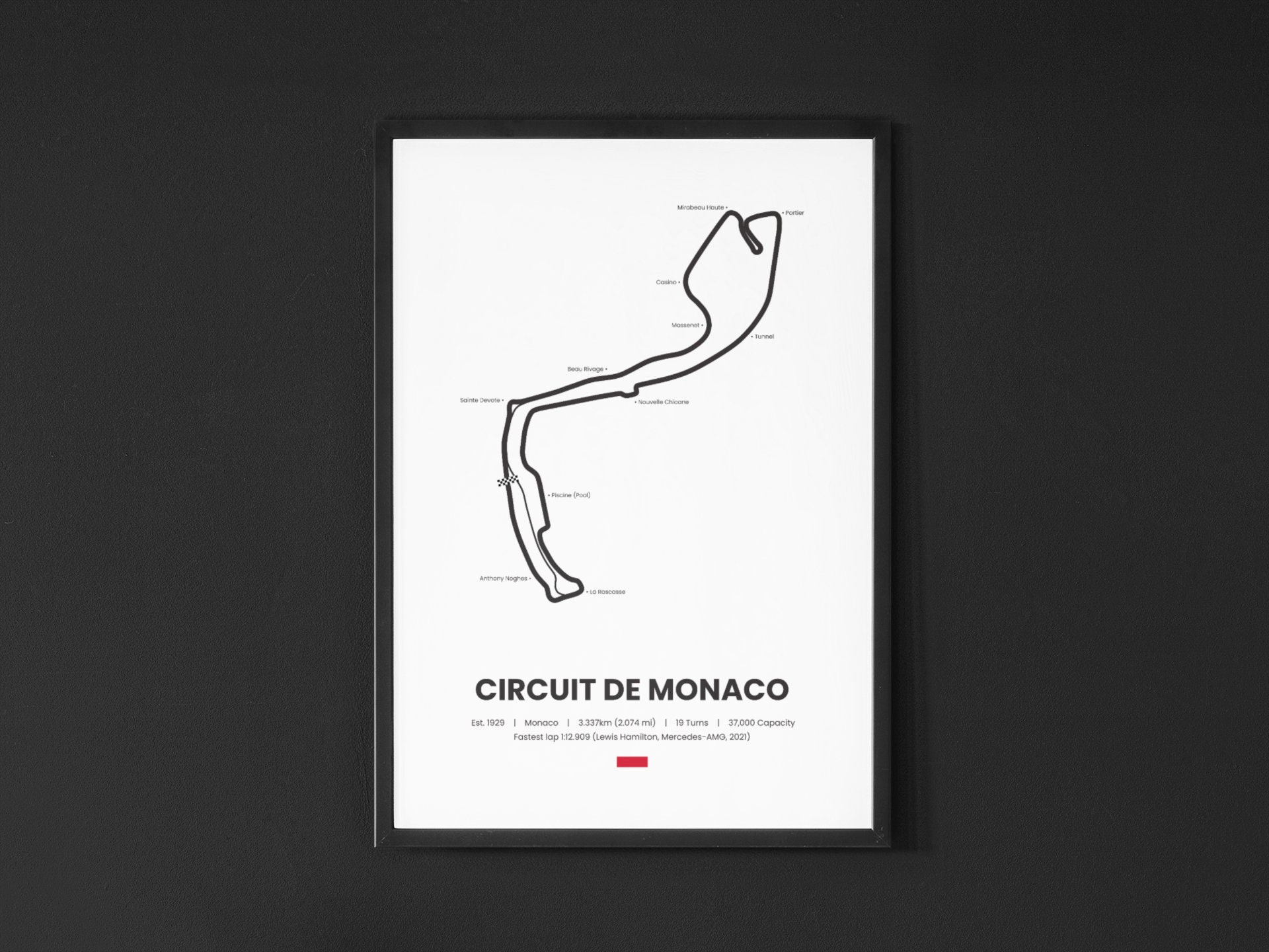 Monaco Grand Prix Formula 1 Racing Track Map Print, Formula 1 Wall Art ...
