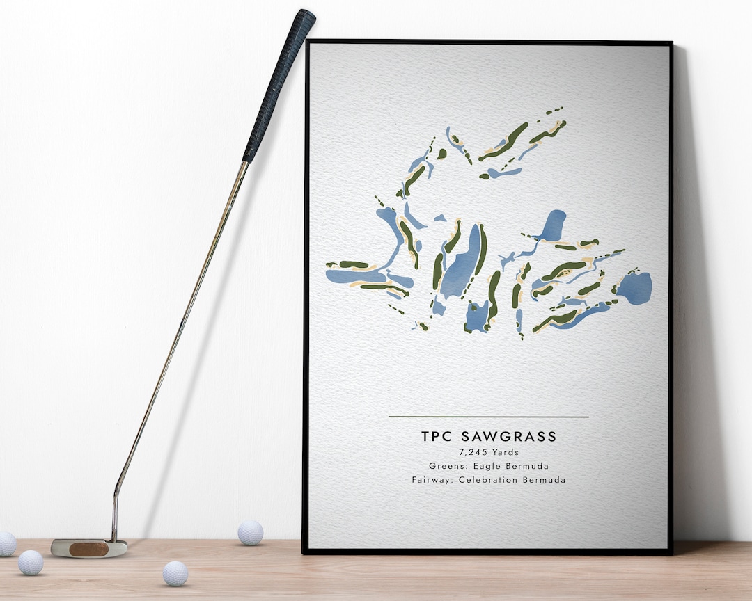 TPC Sawgrass Golf Course Map Poster Art Print, Golf Lover Gift, Gift ...