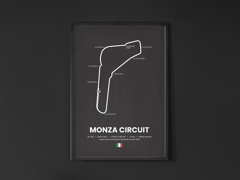 Italian Grand Prix Formula 1 Race Monza Circuit Track Map, Unframed ...