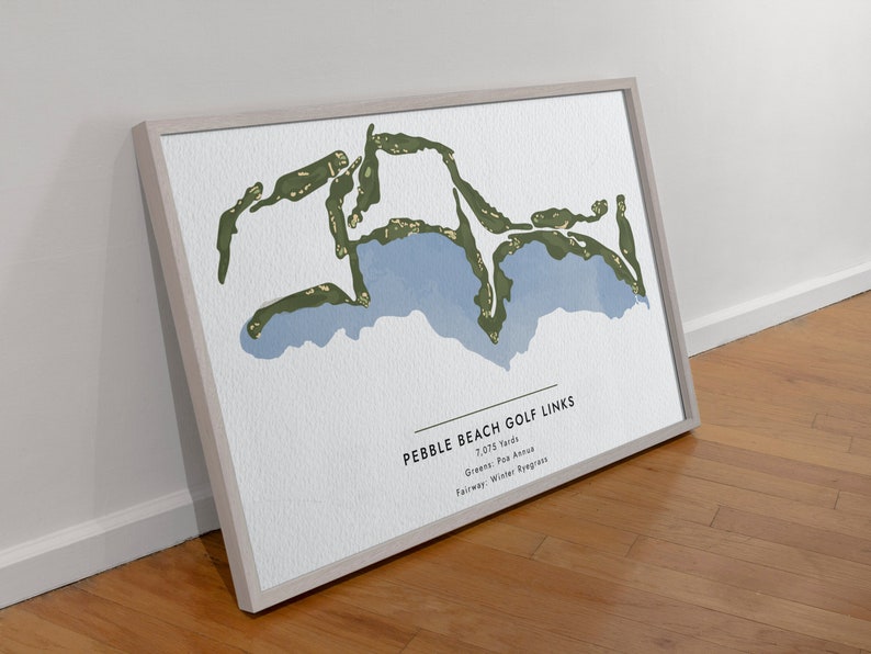 Pebble Beach Golf Course Map Poster Art Print, Golf Lover Gift, Gift ...